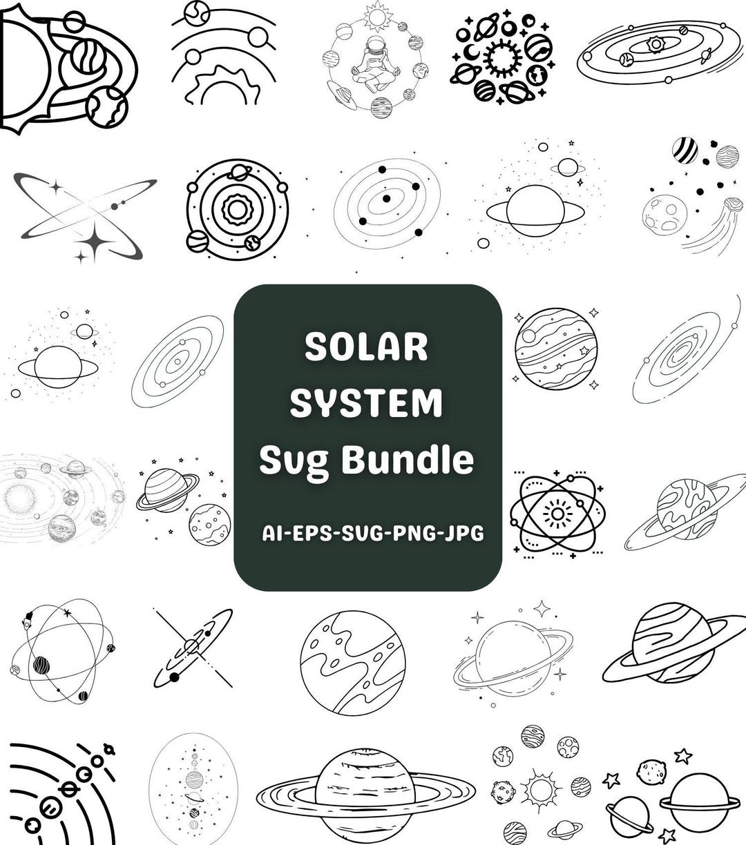 Solar System PNG Clipart Bundle: Celestial Planets, Galaxy SVG - Etsy