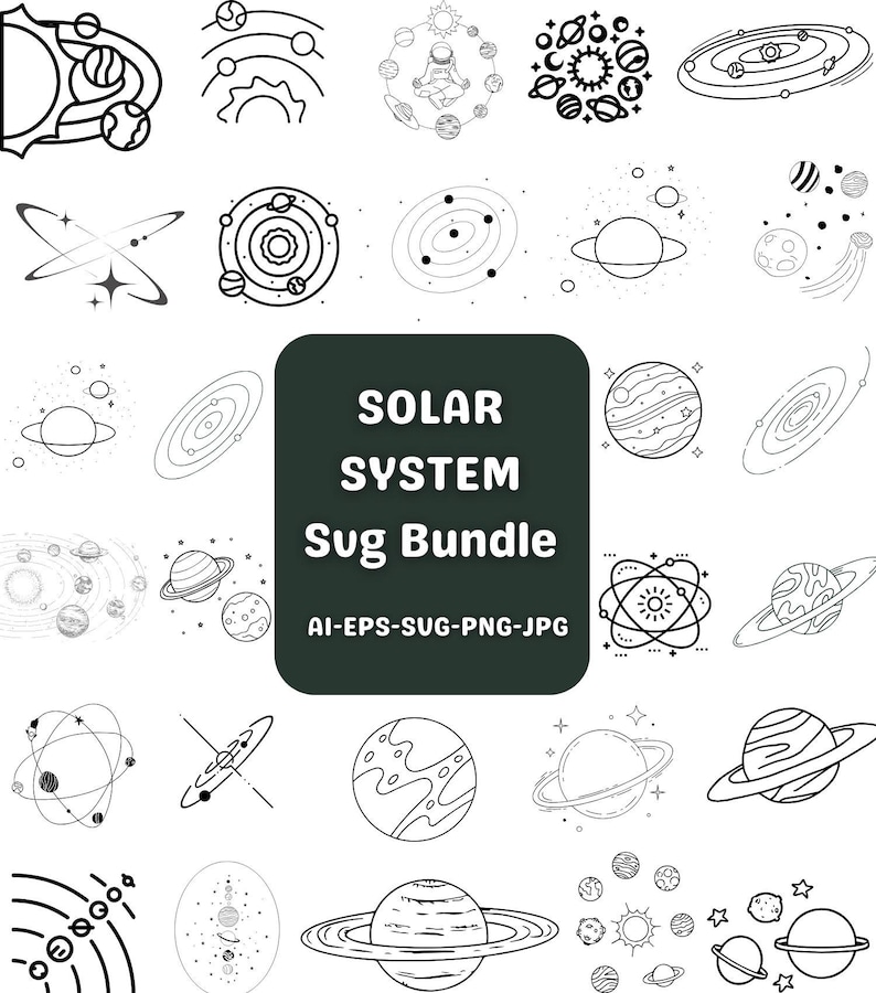 Solar System PNG Clipart Bundle: Celestial Planets, Galaxy SVG - Etsy