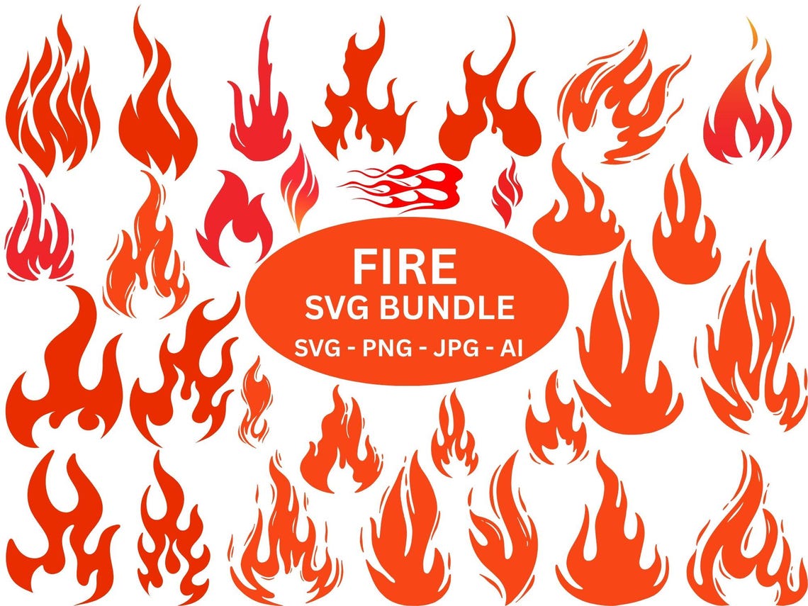 Fire Flames SVG Bundle: Clip Art Graphics (digital Download) - Etsy