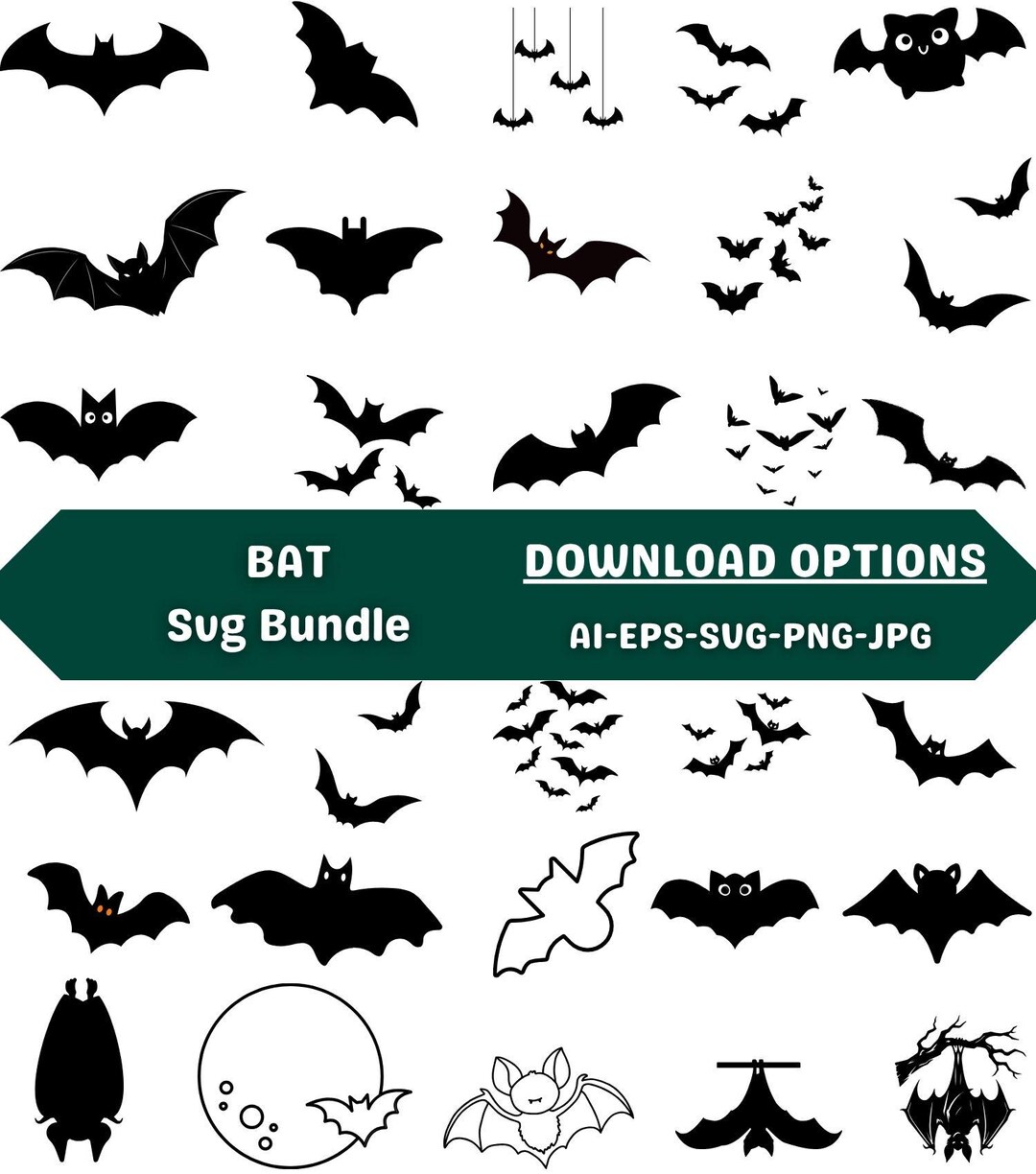 Halloween Bat SVG Bundle, Vampire Bat Clipart (digital Download) - Etsy