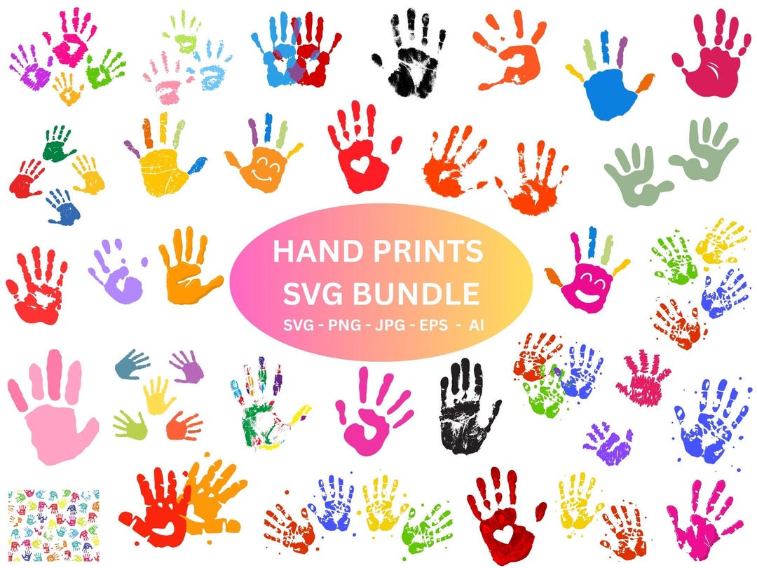 Childrens Hand Prints Svg's,handprint SVG Bundle,handprint Clipart ...