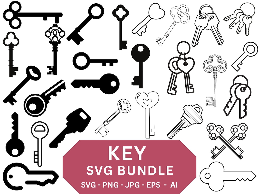 Vintage Key SVG Bundle | Heart Shaped Keys | Cricut Cut Files | Digital ...