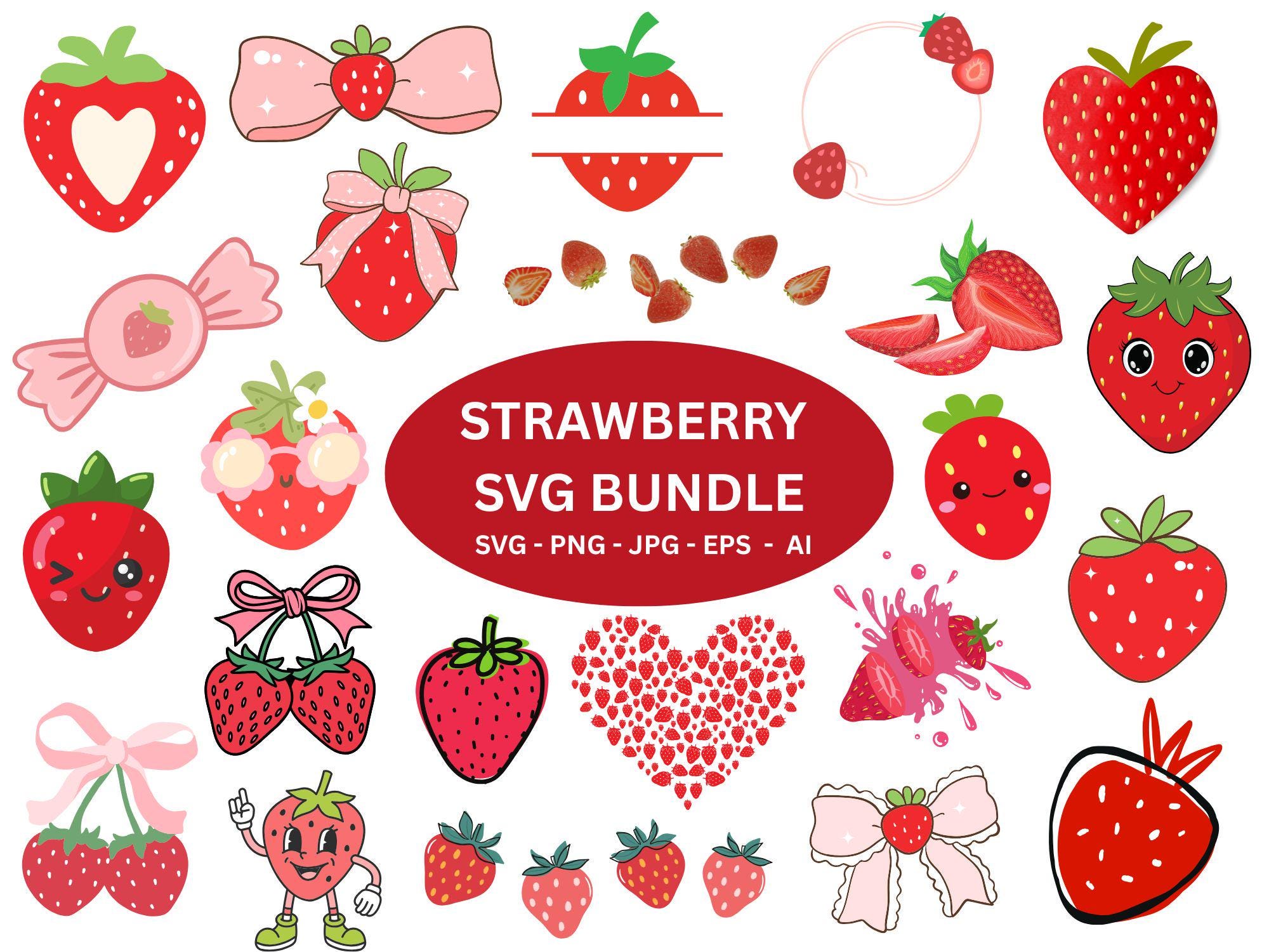 Vintage Strawberry SVG Bundle: Clipart, PNG, AI (instant Download) - Etsy