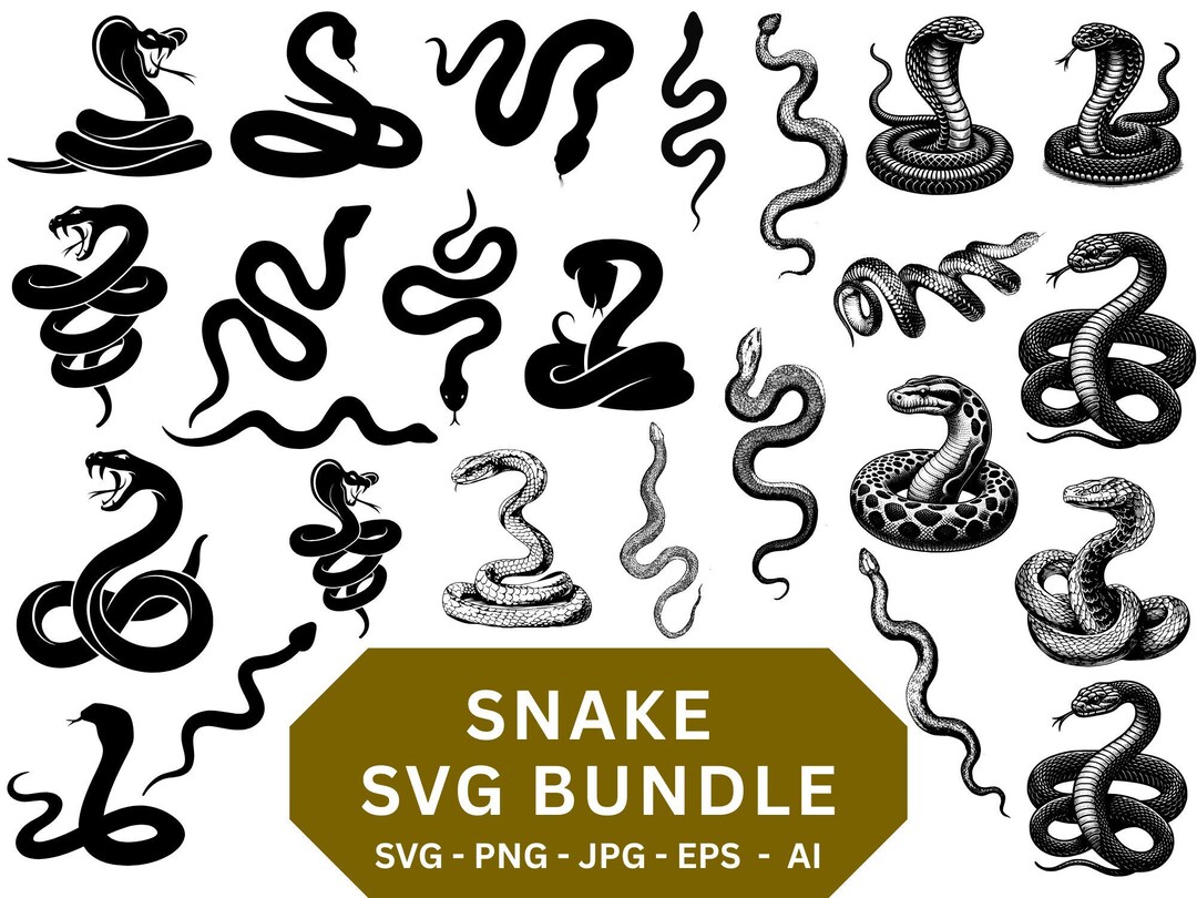Mystical Snake SVG Bundle | Floral & Celestial Cobra Clipart | Digital ...