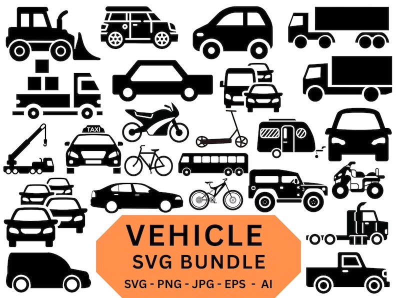 Vehicles SVG Bundle | Transportation Clipart: Truck & Airplane ...