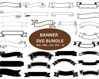 Banner Svg, Banners Svg Bundle, Ribbon Svg Bundle, Ribbons Svg, Label ...