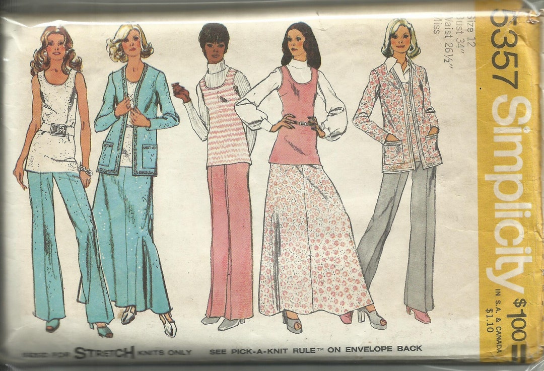 Vintage 1972 SIMPLICITY Pattern 5357 - Stretch Knits Only - VERIFIED ...