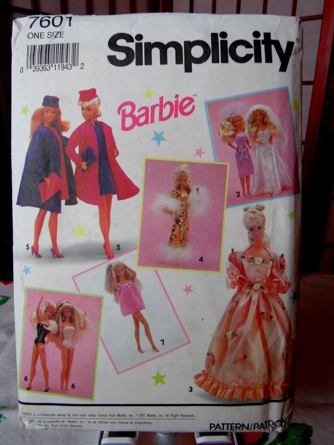 Vintage 1991 SIMPLICITY 7601 - Barbie Doll Wardrobe - UNCUT & Factory ...
