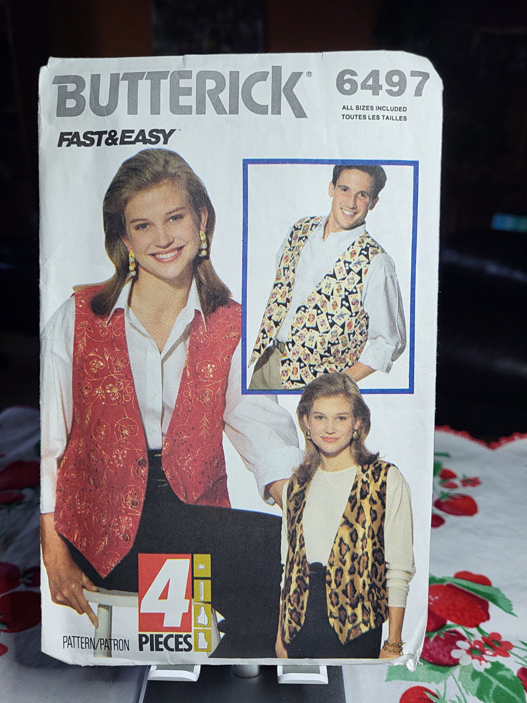 Vintage 1992 BUTTERICK Pattern 6497 - Fast and Easy - Unisex Vest - All ...