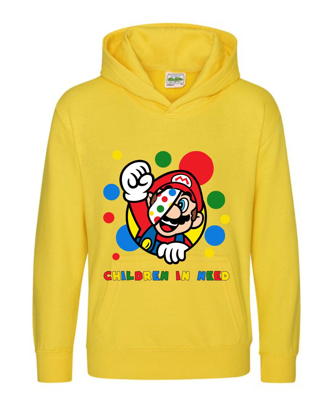 Super Mario Children in Need Pudsey Bear Hoodie Matching Charity Cute ...