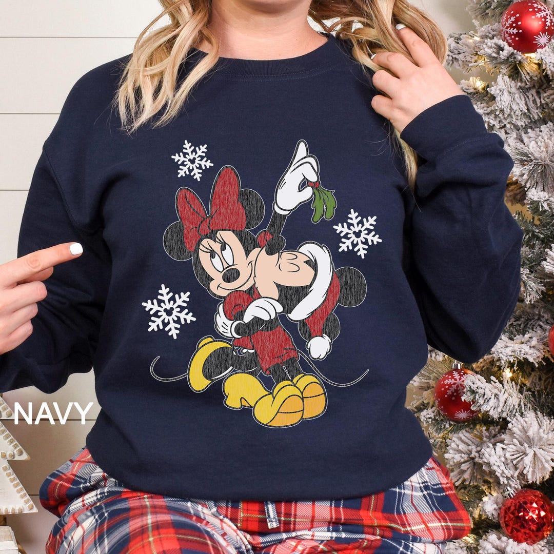Mickey Minnie Mistletoe Kissing Sweatshirt, Christmas Holiday Mickey ...