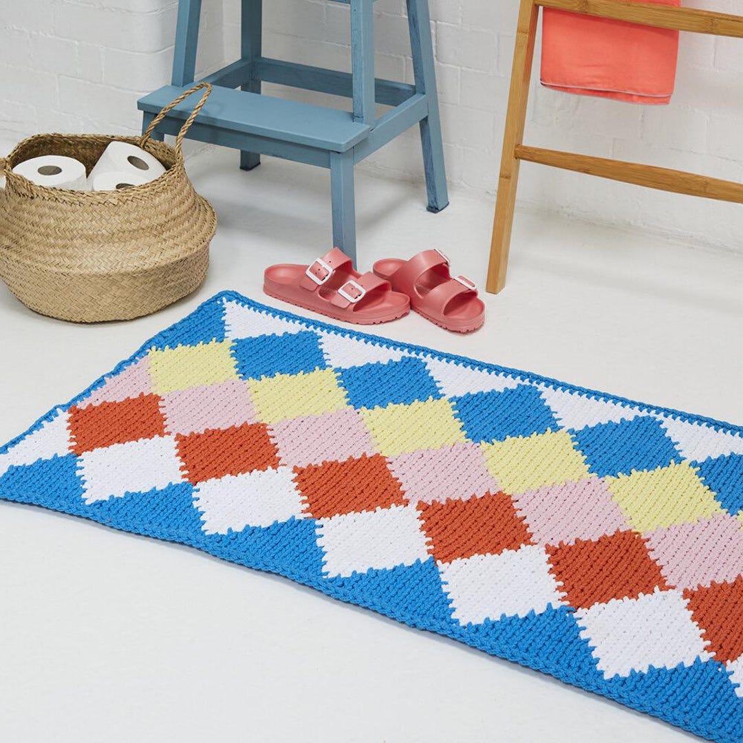 Diamond Bathmat – Knitting Pattern PDF | Chunky Bath Mat | Easy Charted ...