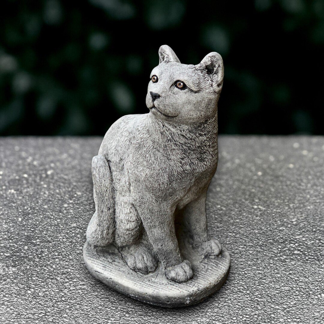 Concrete Cat Sculpture Stone Kitty Figurine Outdoor Kitten Statue ...