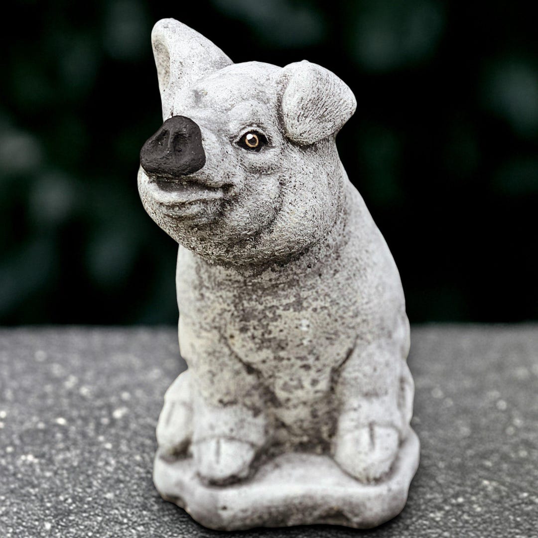 Concrete Pig Sculpture Outdoor Sitting Pig Statue Stone Farm Figurine ...