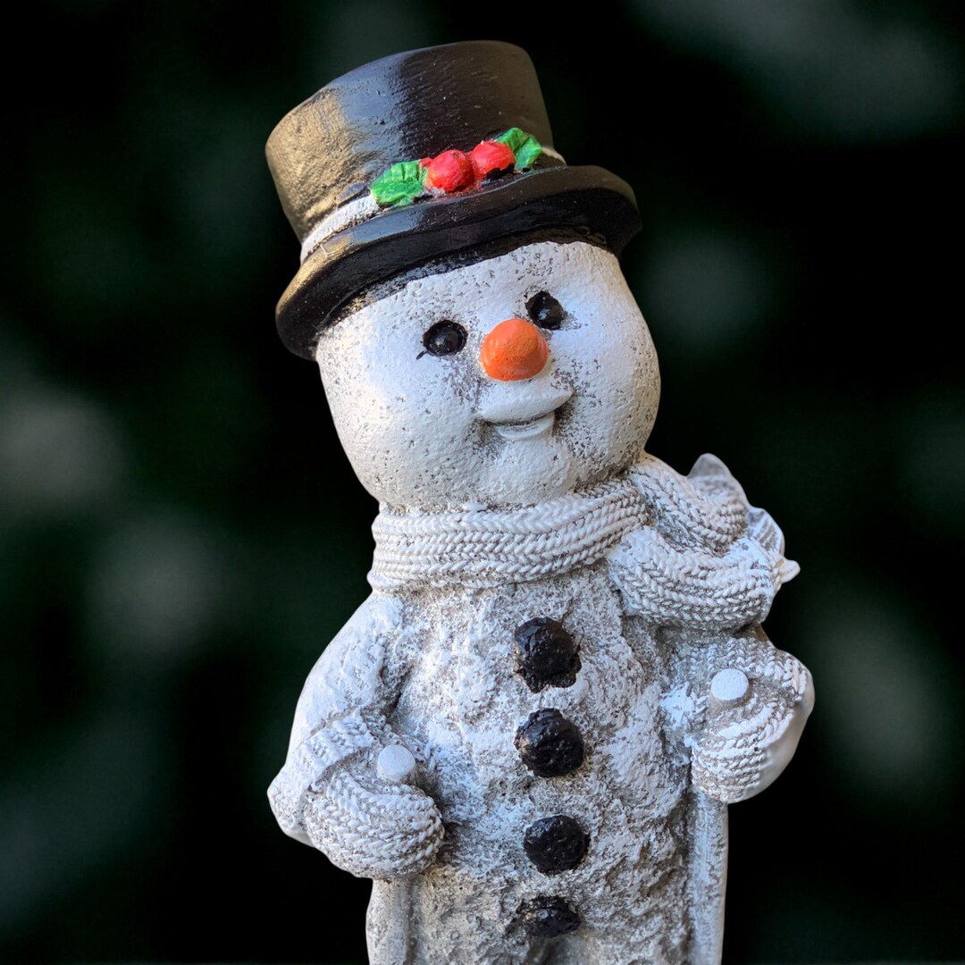 Stone Snowman Sculpture Concrete Snowman Figurine Outdoor Winter ...