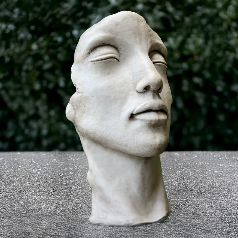 Massive Face Sculpture Concrete Head Figurine Stone Face Statue Cement ...