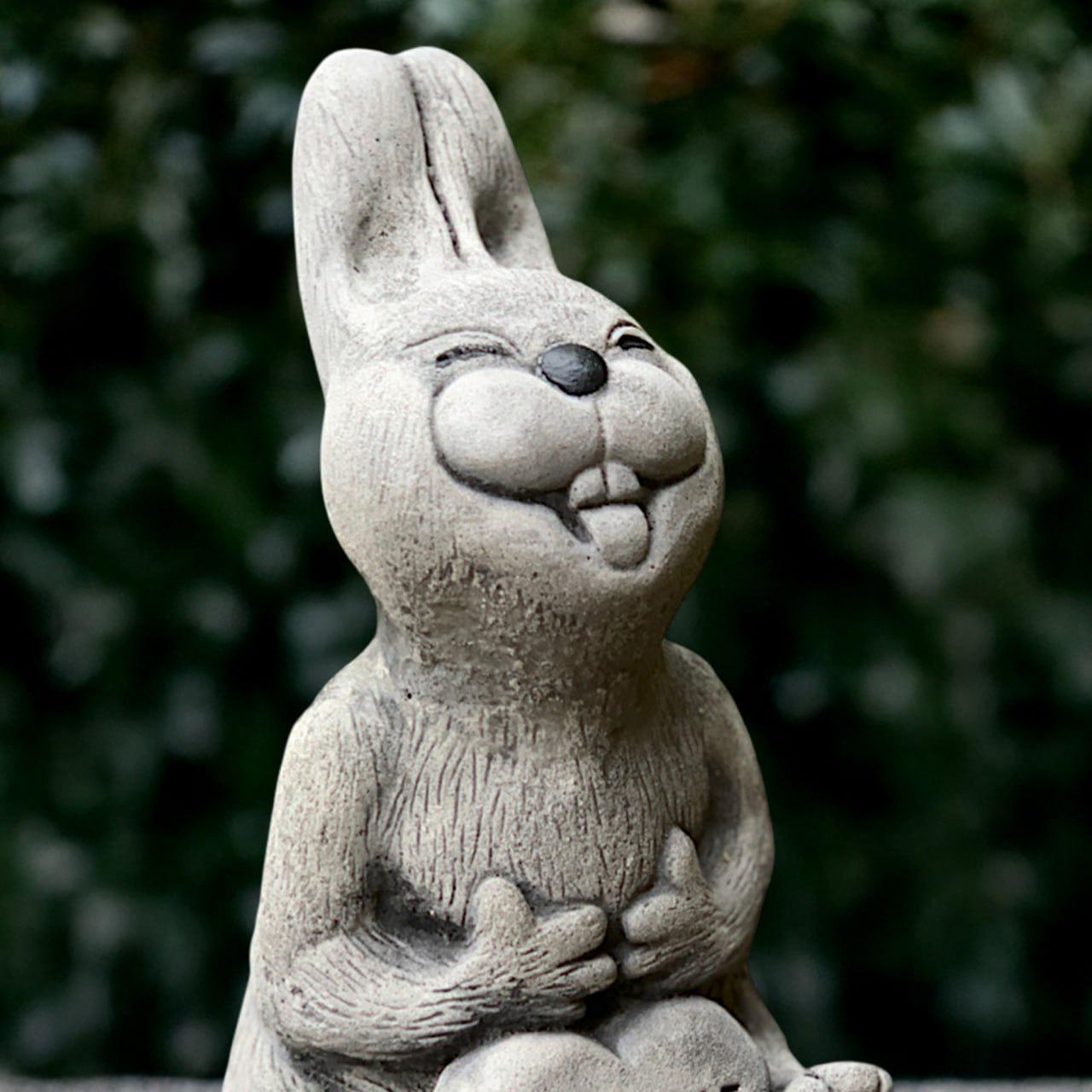 Concrete Bunny Statue Outdoor Rabbit Figurine Cement Pet Sculpture ...