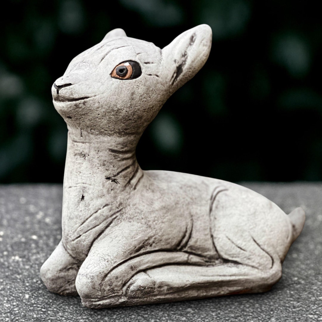 Concrete Deer Sculpture Outdoor Deer Figurine Stone Animal Decoration ...