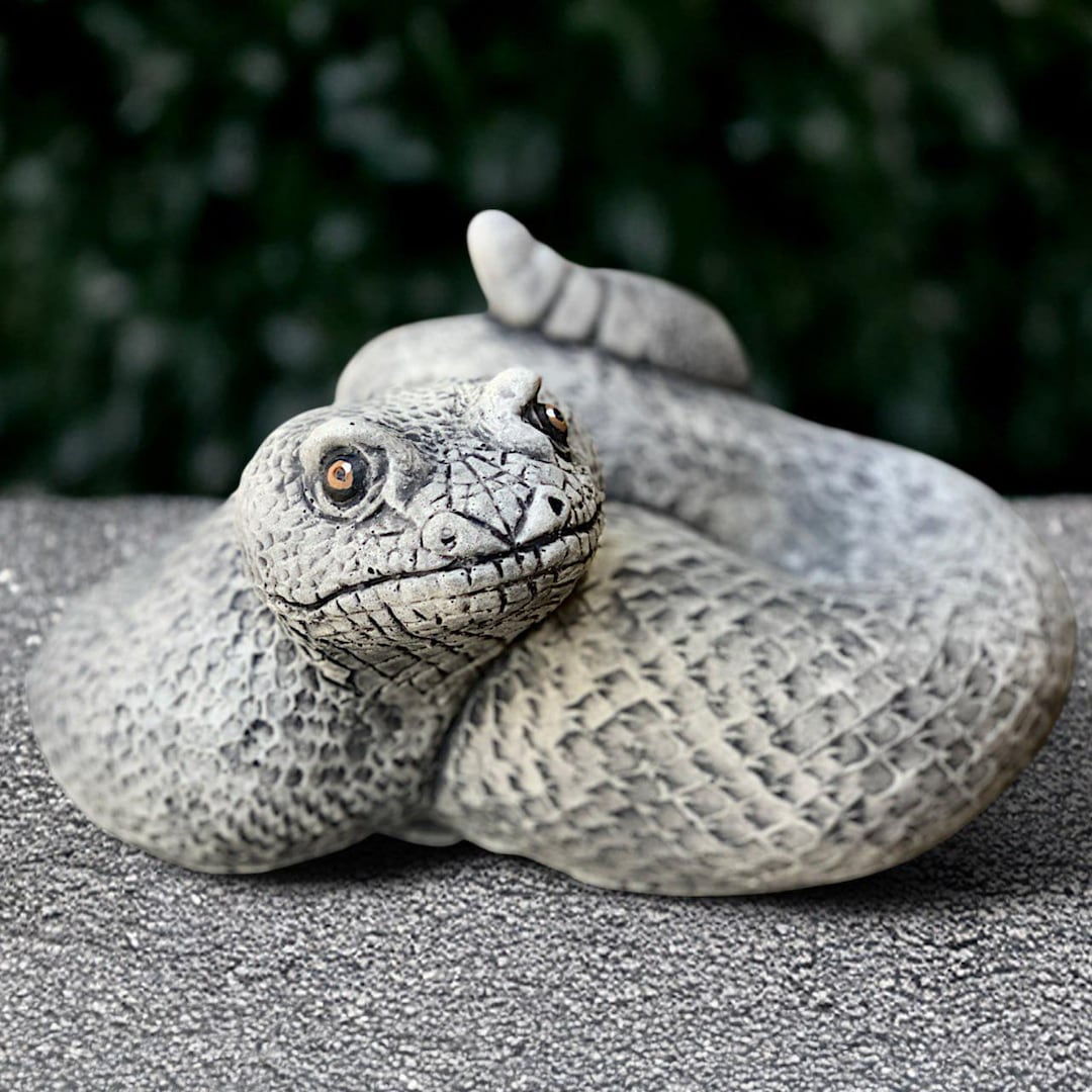Stone Snake Sculpture Cement Serpent Statue Snake Garden Decor Mystical ...