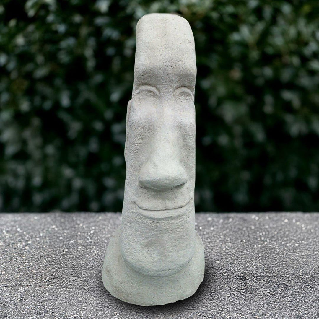 Large Moai Head Sculpture Stone Easter Island Statue Outdoor Head Figurine Handmade Moai Head ...