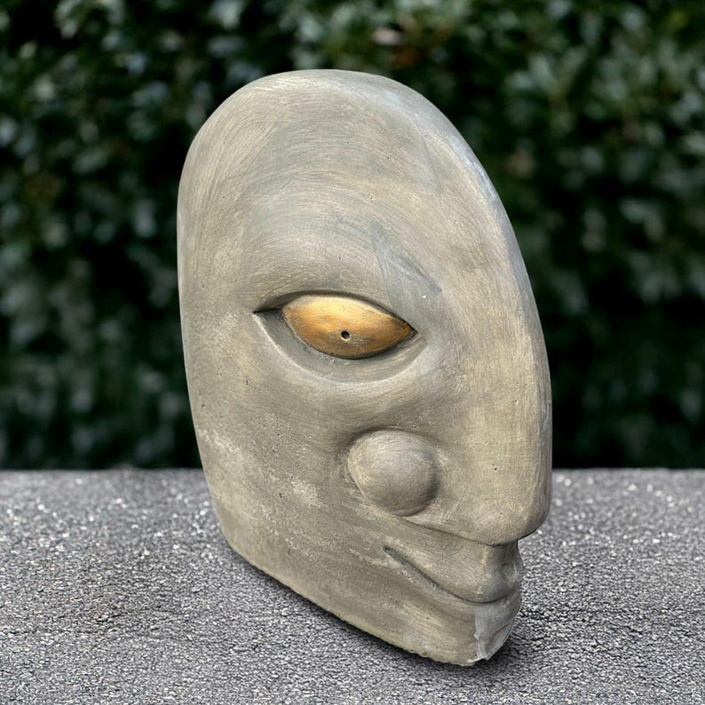 Large Face Statue Modern Head Sculpture Concrete Face Figurine Cement ...