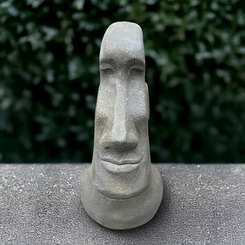 Massive Smiling Moai Face Statue Concrete Easter Island Sculpture ...