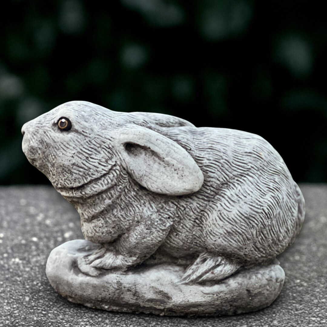 Garden Rabbit Sculpture Concrete Bunny Statue Stone Animal Decoration ...