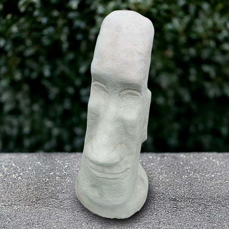 Large Moai Head Sculpture Stone Easter Island Statue Outdoor Head Figurine Handmade Moai Head ...