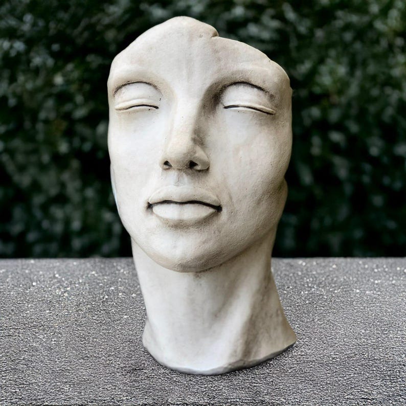 Massive Face Sculpture Concrete Head Figurine Stone Face Statue Cement ...