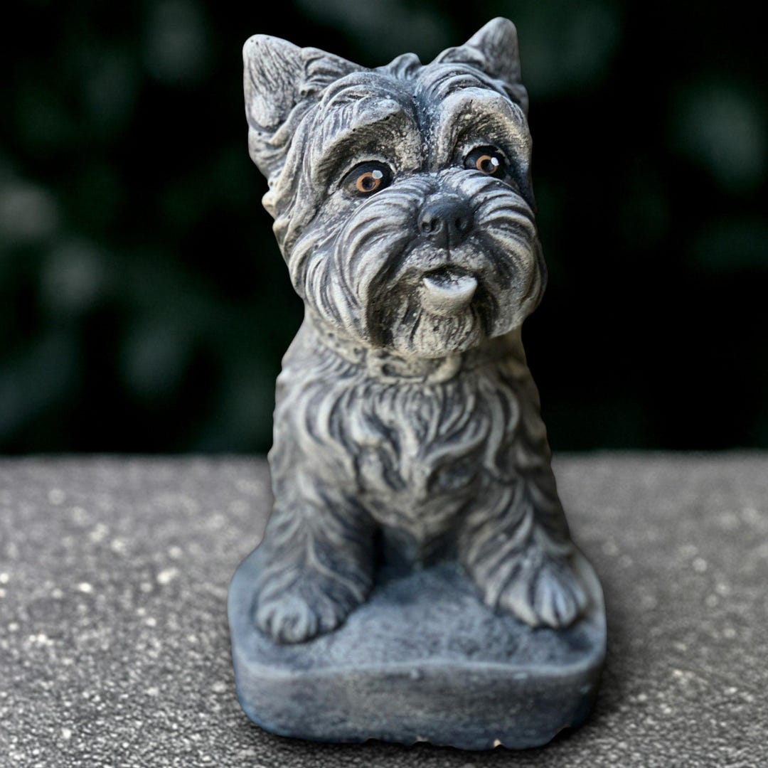 Stone Westie Dog Statue Concrete Yorkie Sculpture Cement Dog Decoration ...
