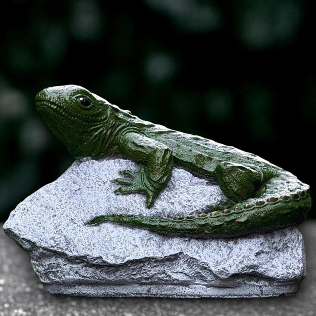 Outdoor Lizard Sculpture Concrete Reptile Statue Stone Animal Figurine ...