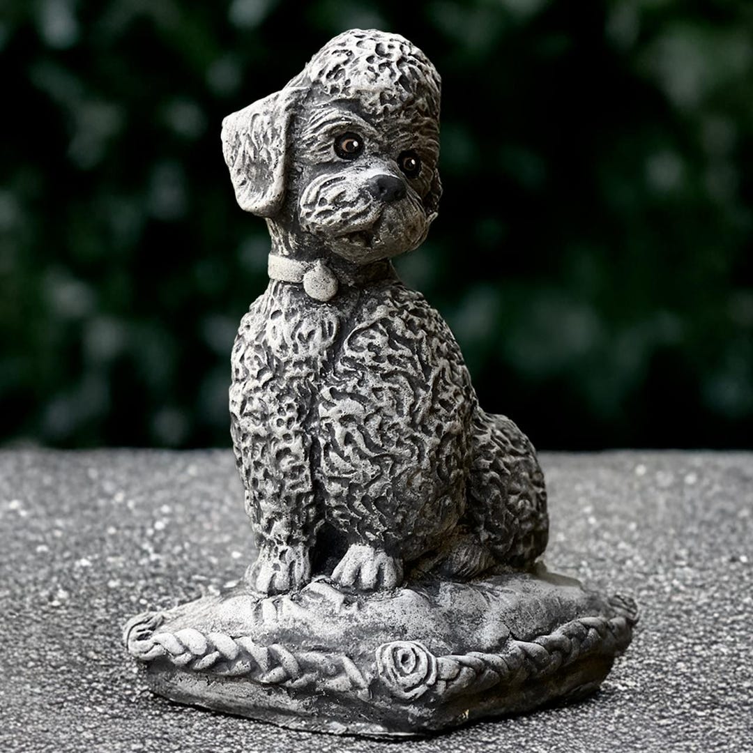 Concrete Poodle Statue Outdoor Dog Figurine Stone Memorial Poodle ...