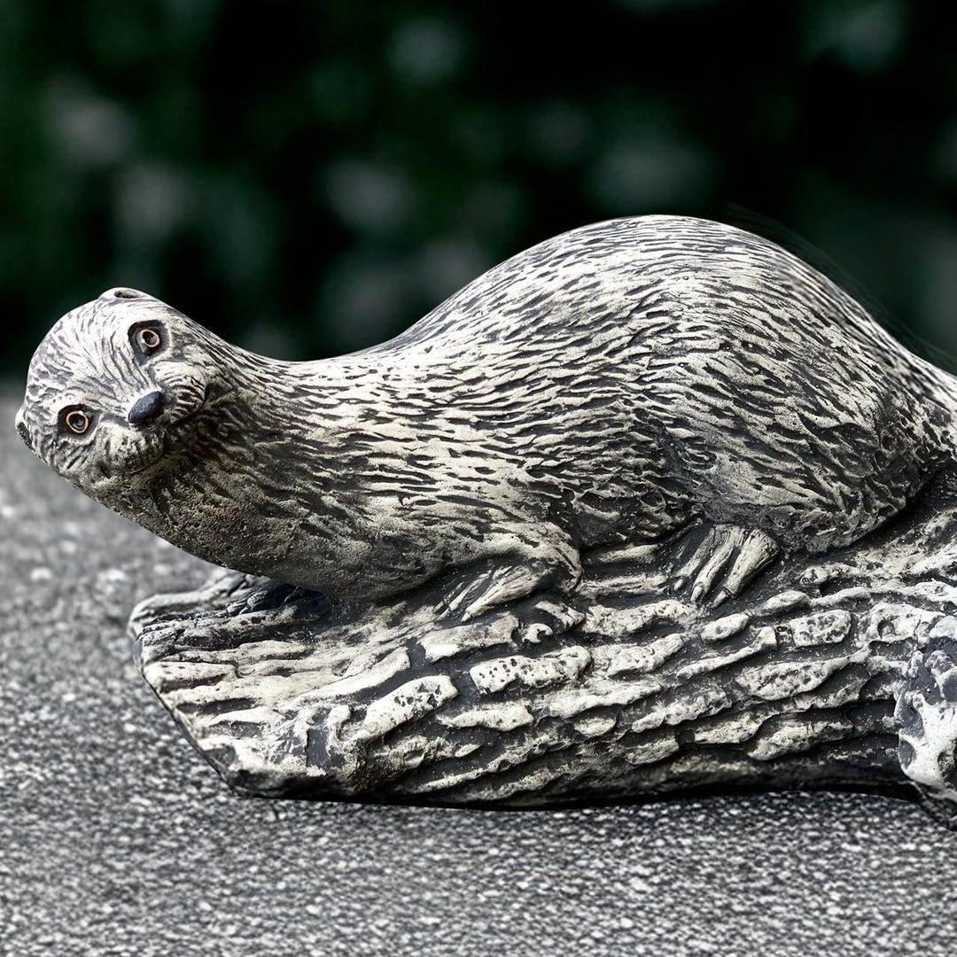 Stone Otter Figurine Concrete River Animal Sculpture Garden Wildlife ...