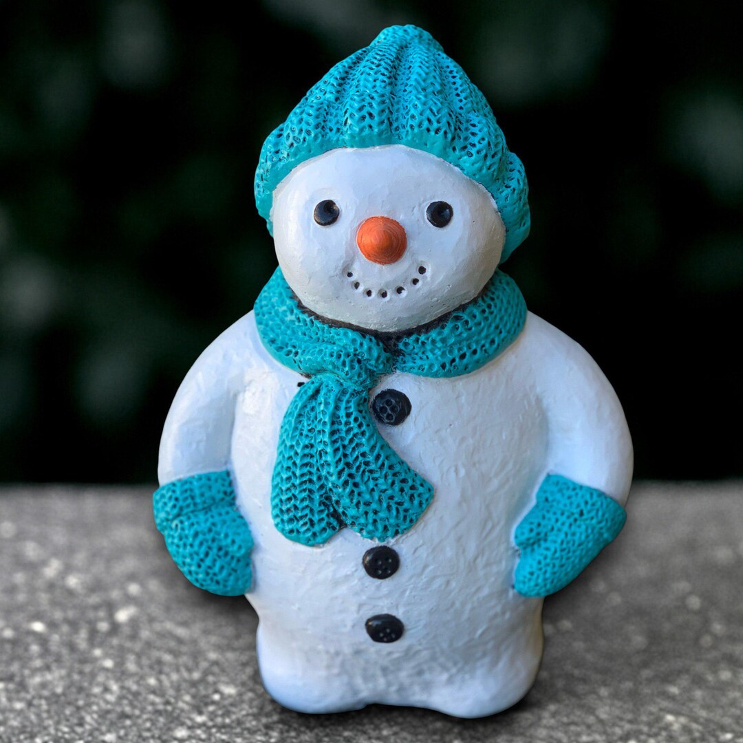 Concrete Snowman Statue Winter Garden Decoration Stone Christmas ...
