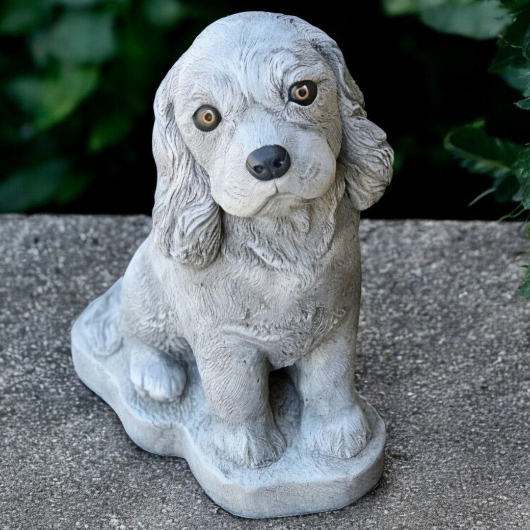 Cute Spaniel Statue Concrete Cocker Spaniel Figurine Outdoor Dog ...
