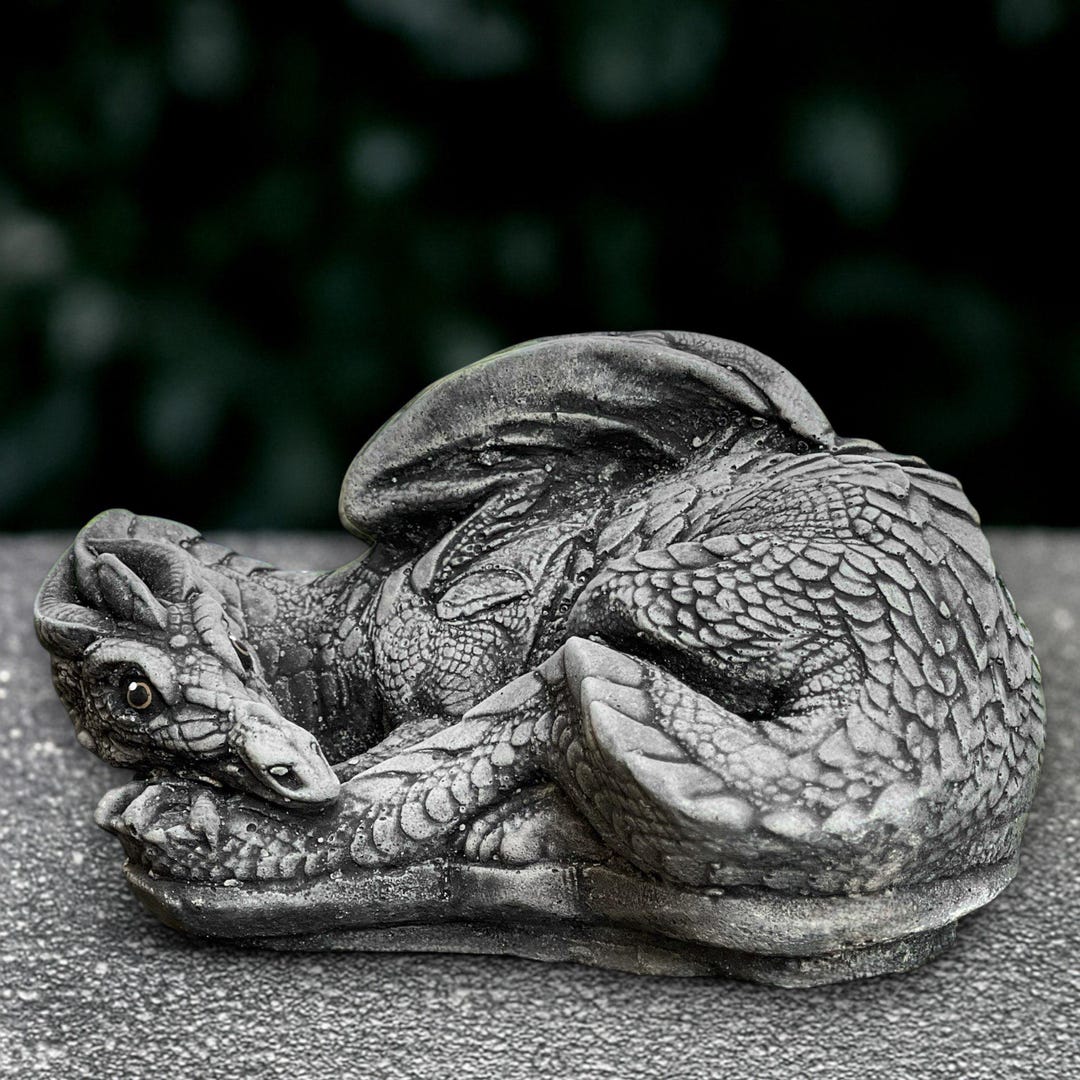 Stone Curled Dragon Statue Concrete Dragon Sculpture Cement Dragon ...