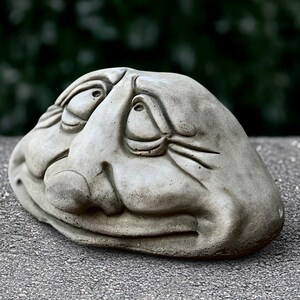 Stone Funny Statue Concrete Face Figurine Outdoor Smiling Face ...