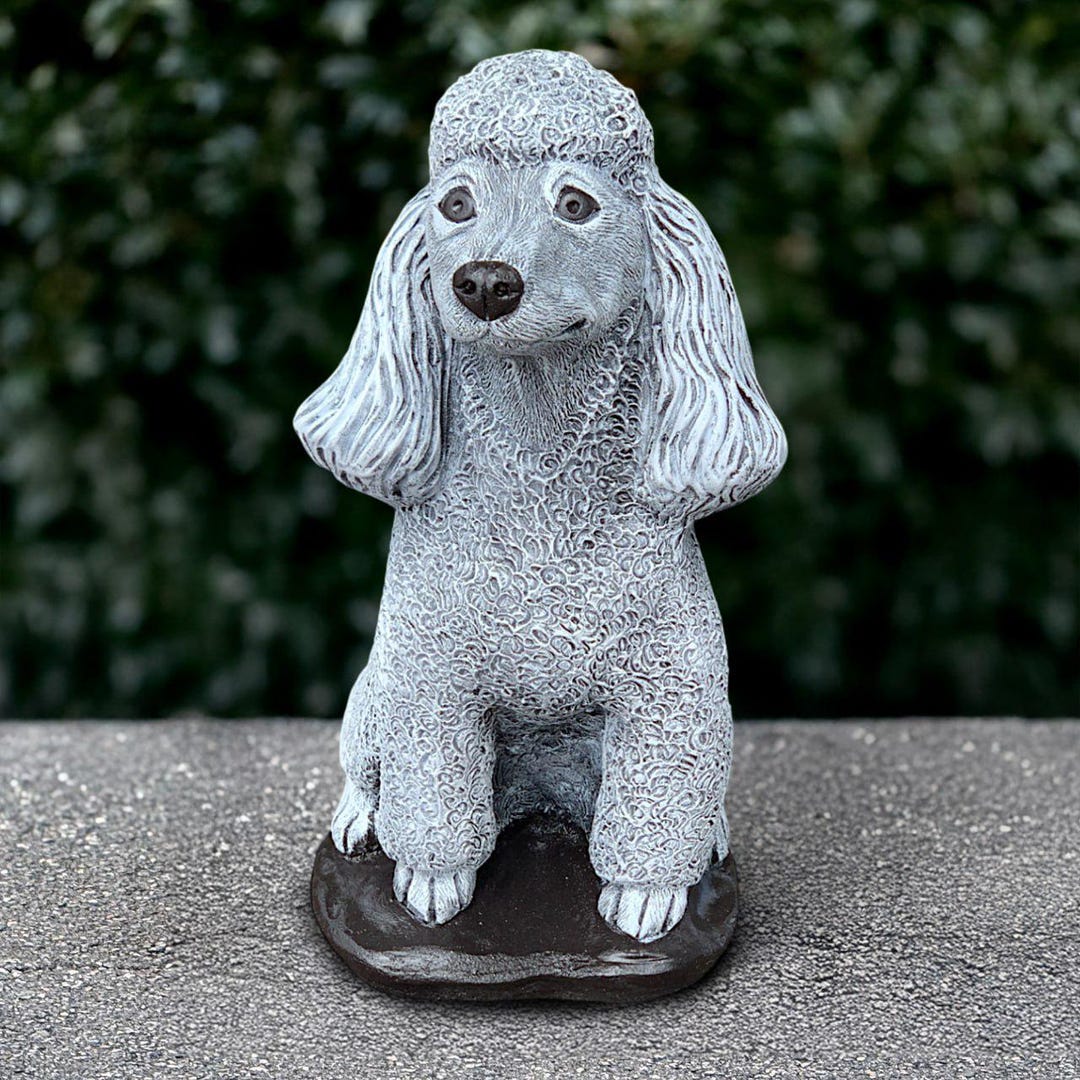 Concrete Poodle Statue Outdoor Dog Figure Cement Memorial Poodle ...