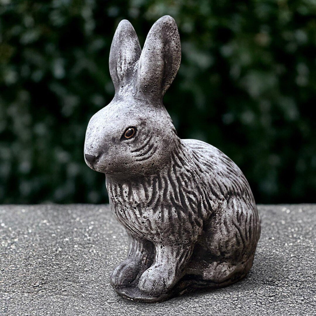 Stone Rabbit Sculpture Concrete Bunny Figurine Outdoor Animal Statue ...