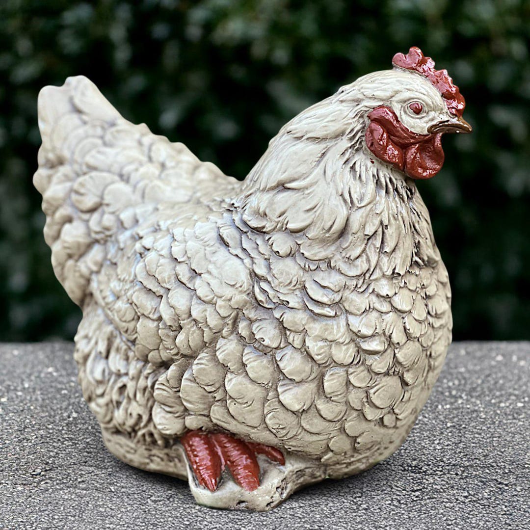 Cement Chicken Sculpture Outdoor Hen Decoration Concrete Bird Figurine ...