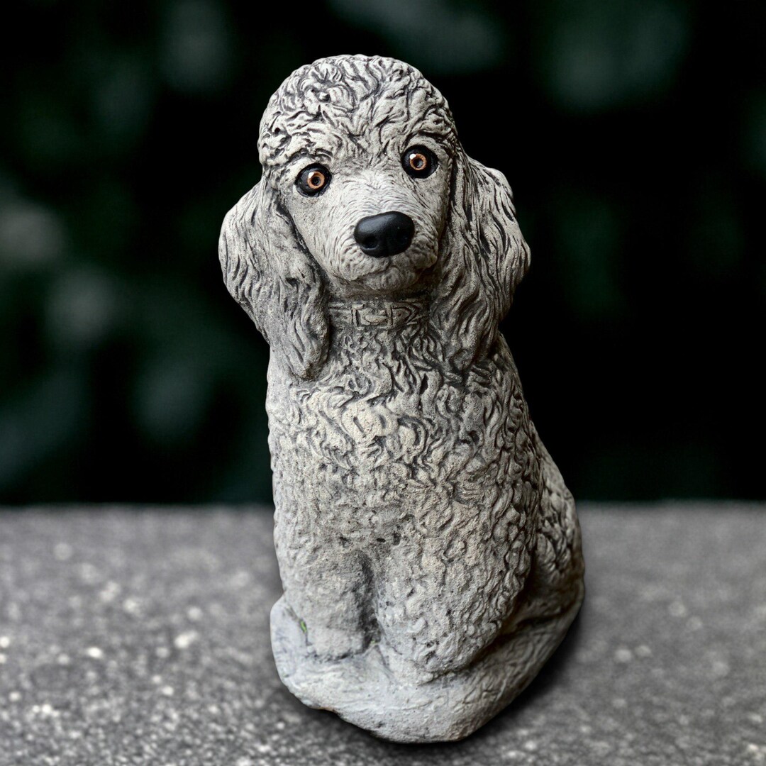 Outdoor Poodle Sculpture Concrete Dog Figurine Cement Poodle Decoration ...