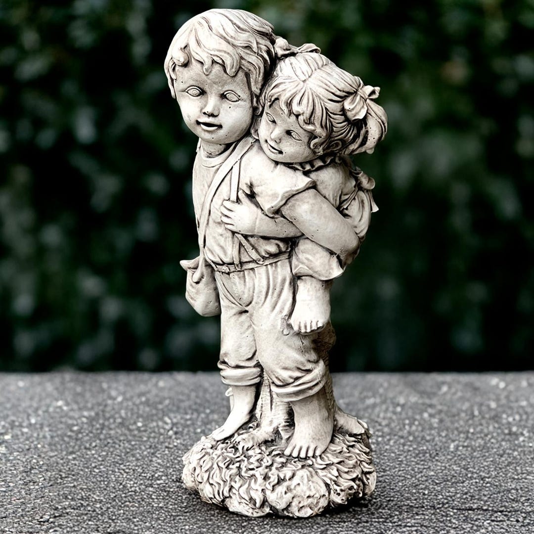 Garden Children Figurine Concrete Kids Statue Stone Child Sculpture ...