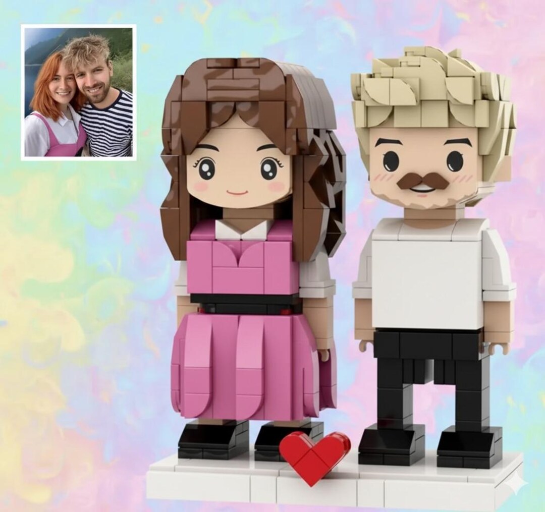 Custom Couple Brick Figures: Personalized 3D Wedding Gift Valentine ...