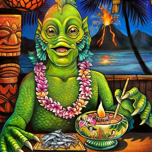 Tiki Mug Mermaid Fine Art Print - Etsy