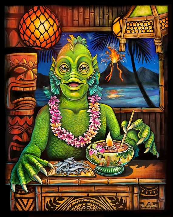 Tiki Bar Creature Cocktail Fine Art Print 11'x14 - Etsy