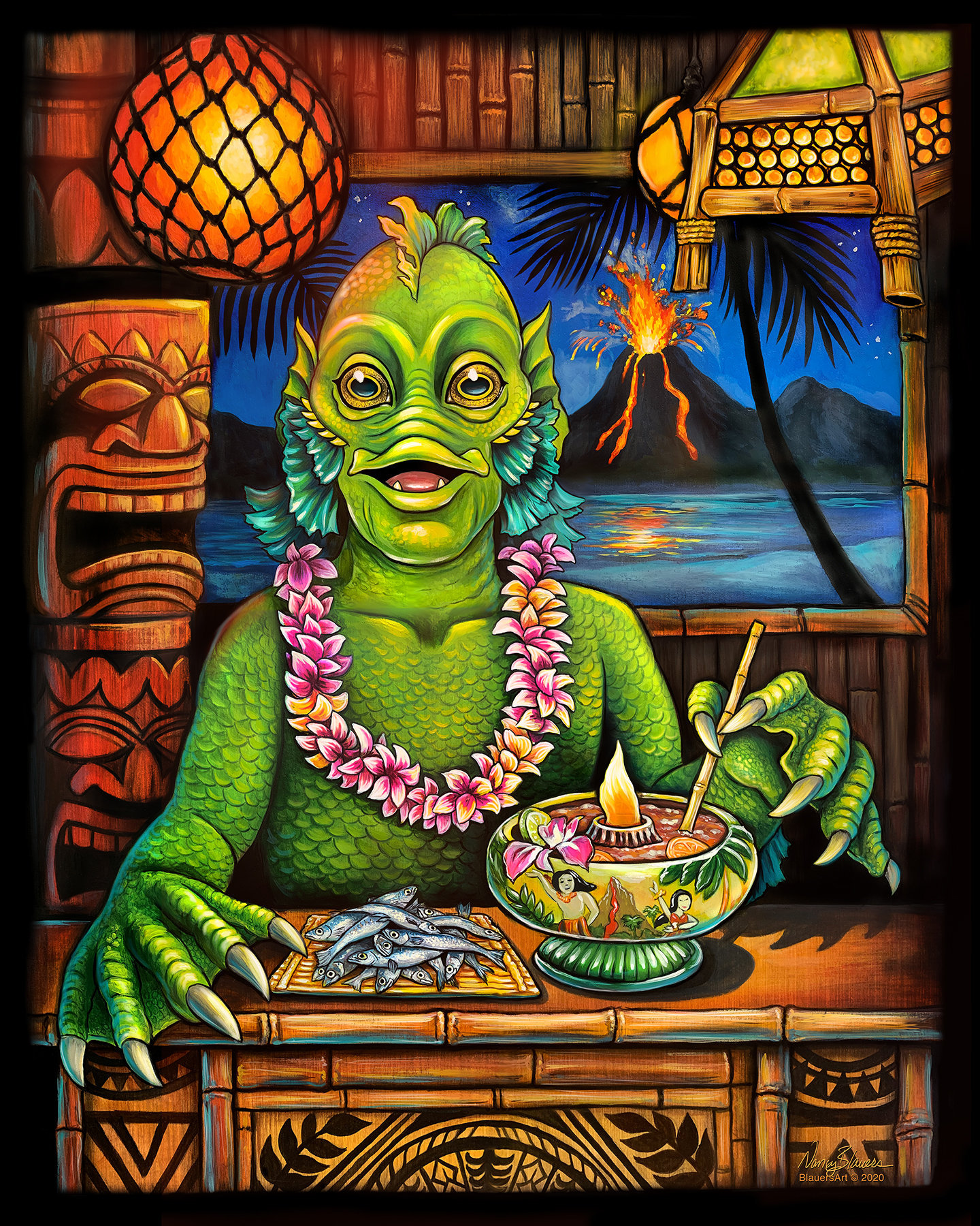 Tiki Bar Creature Cocktail Fine Art Print 11'x14 - Etsy Canada