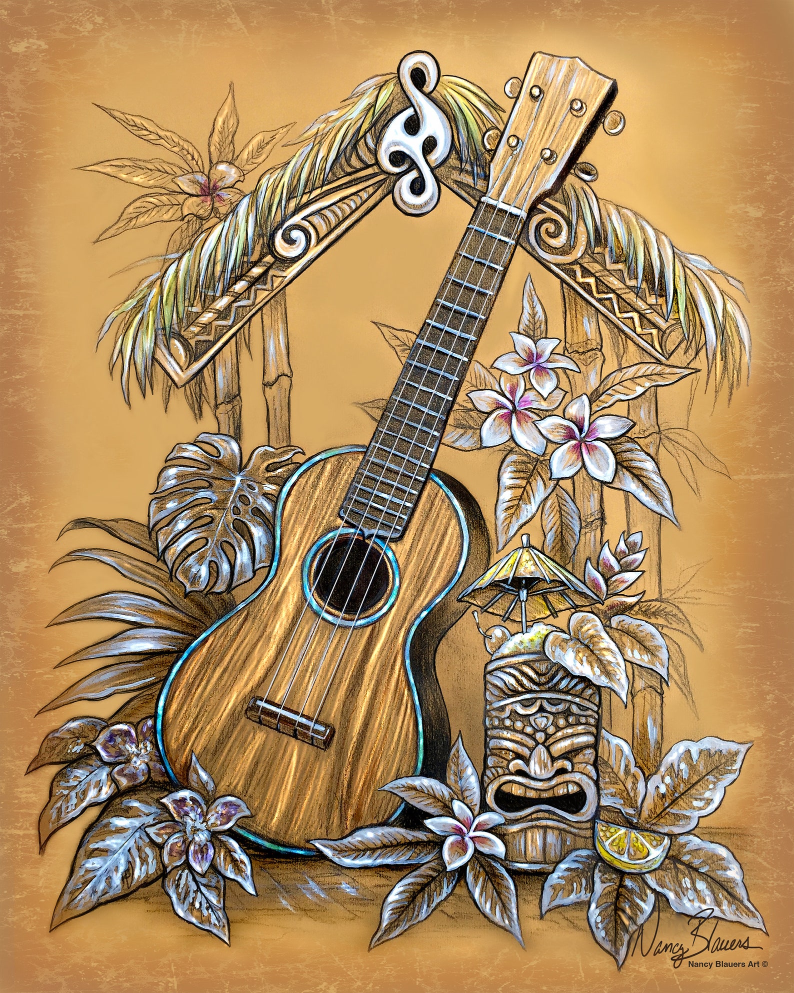 Tiki Art Infinity Ukulele Fine Art Print - Etsy