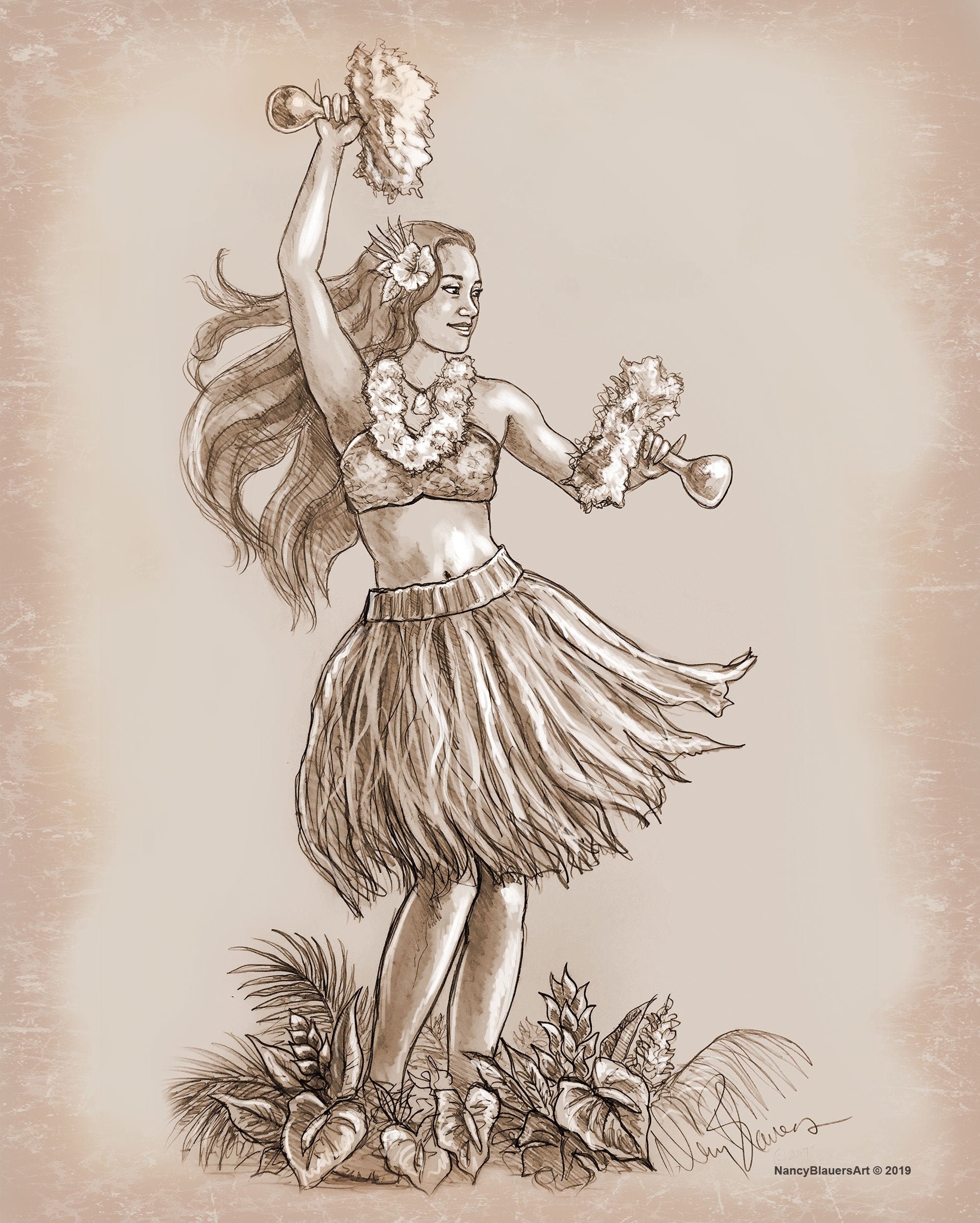 Hula Girl Drawing