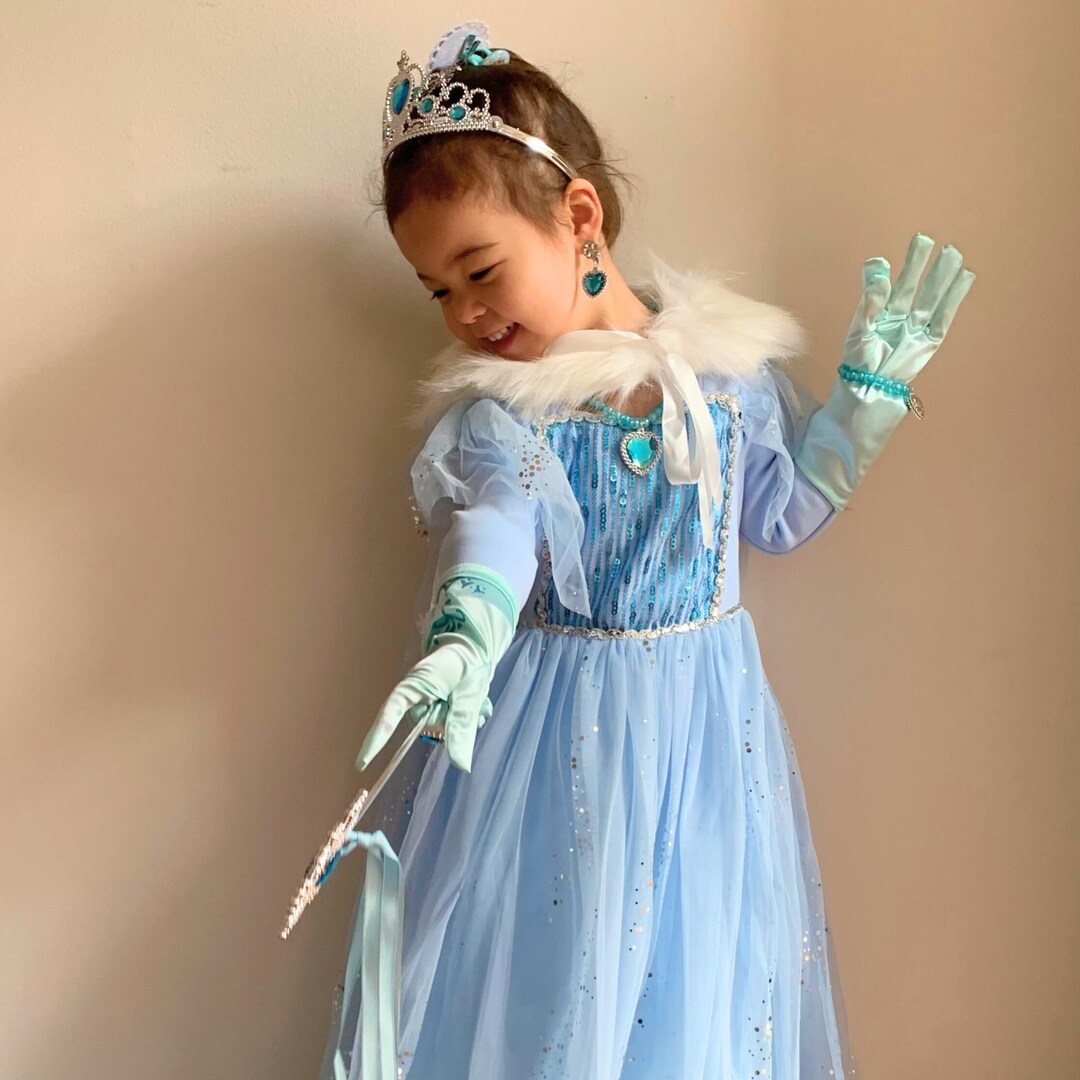 Elsa Winter Costume: Blue Snow Queen Dress With Cape - Etsy