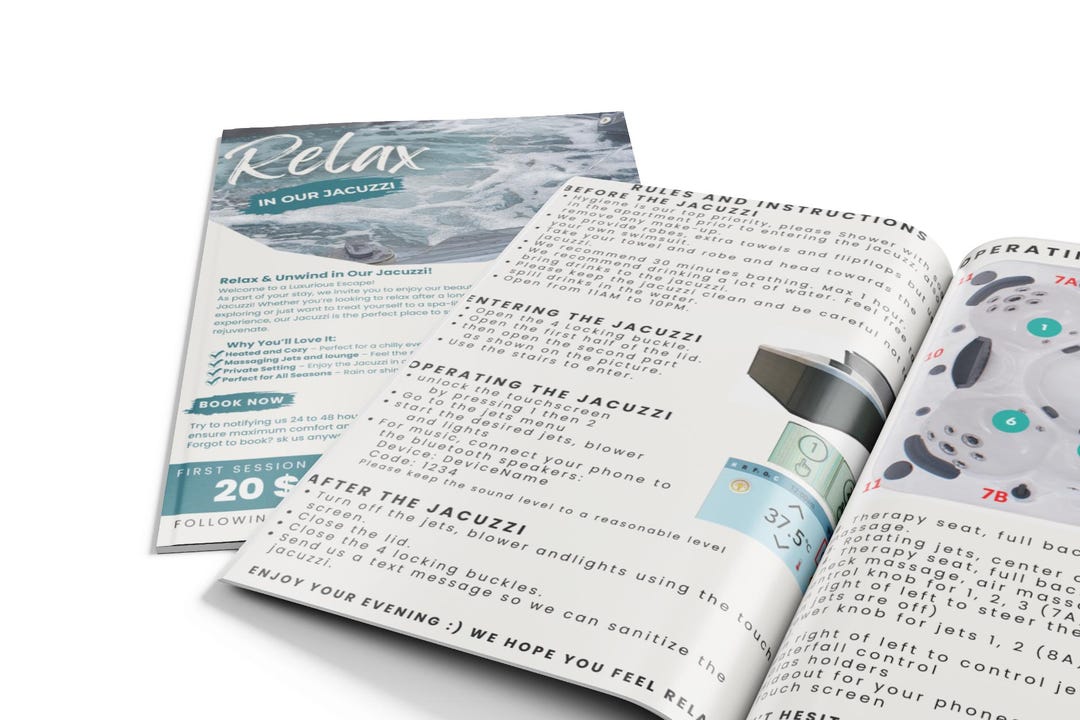 Airbnb Jacuzzi Flyer With Instructions & Rules. for Pools, Hot Tubs ...